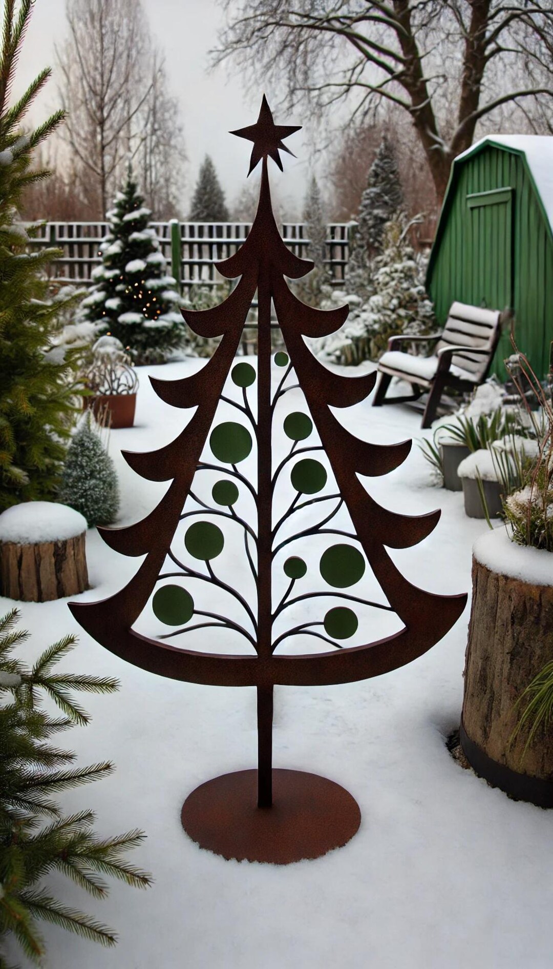 Festive Green Accent Christmas Tree Garden Stake - Garden Stake - Etsy