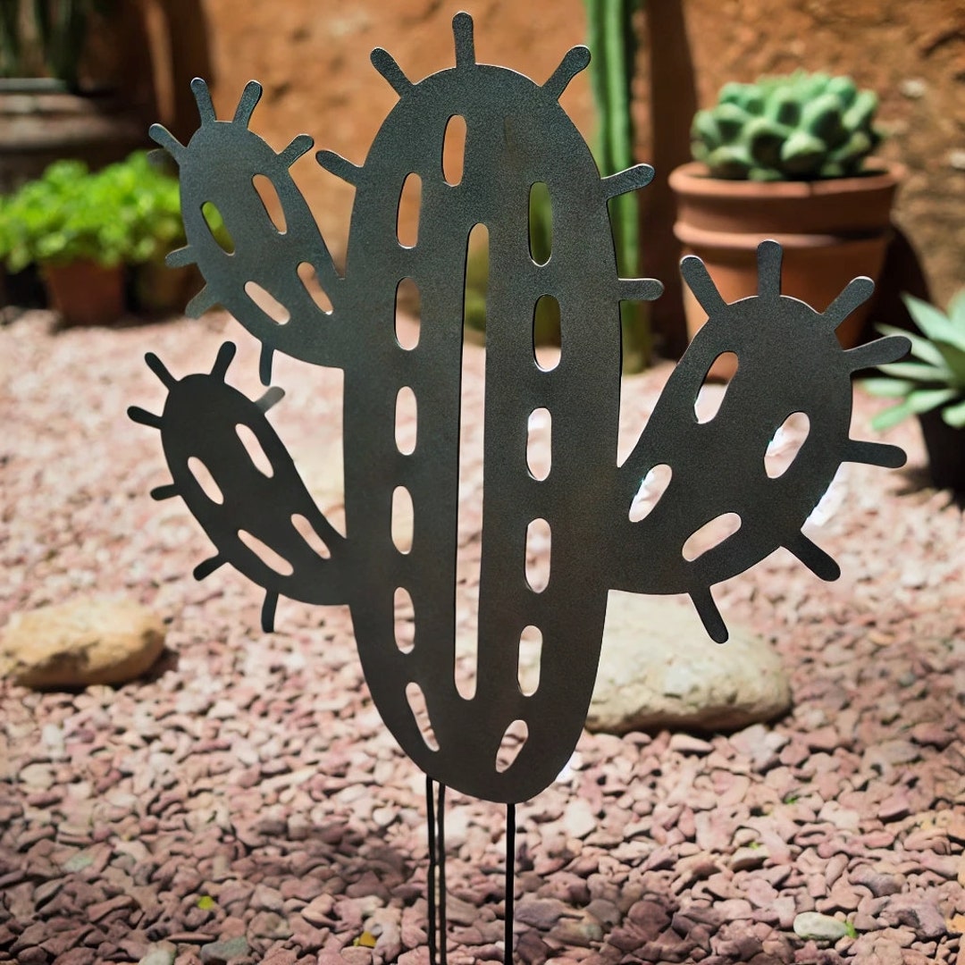 Handmade Nopal Cactus Garden Stake - Garden Stakes - Etsy