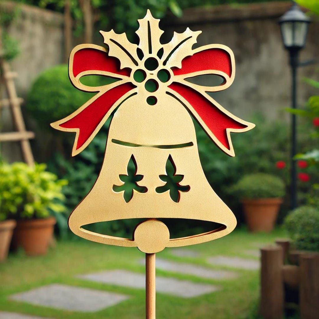 Golden Holiday Bell - Garden Stake - Etsy