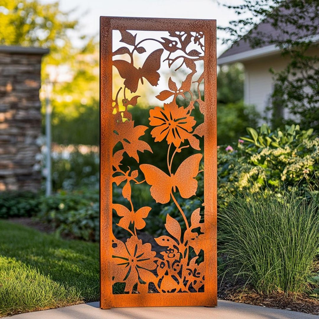 Rustic Butterfly Metal Garden Panel - Garden Decor - Etsy