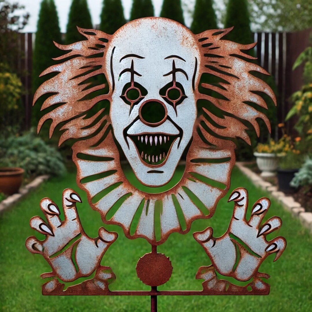Rusted Creepy Clown Garden Stake Halloween Garden Decor - Etsy