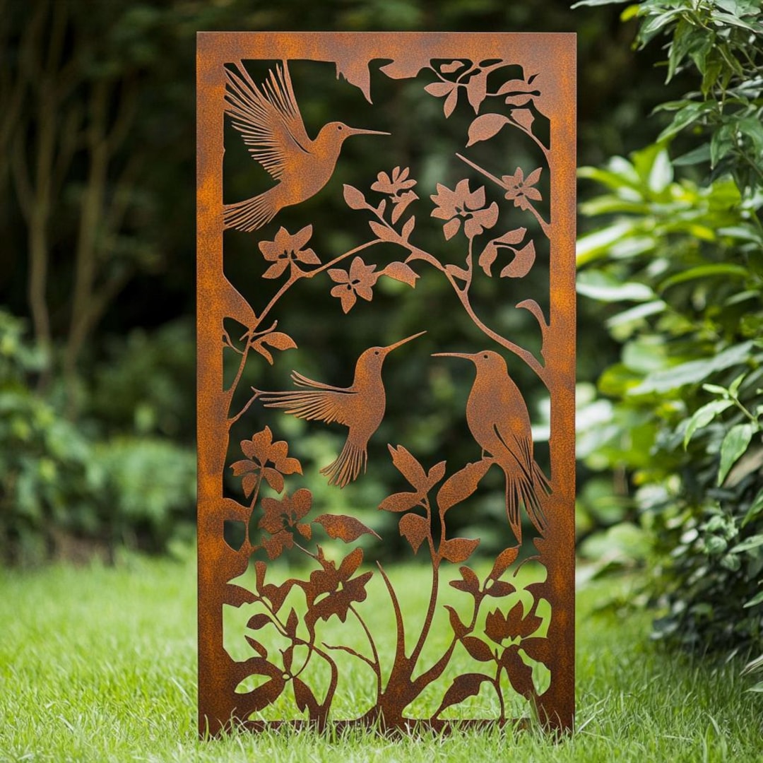 Rustic Hummingbird Trio Metal Garden Panel - Garden Decor - Etsy