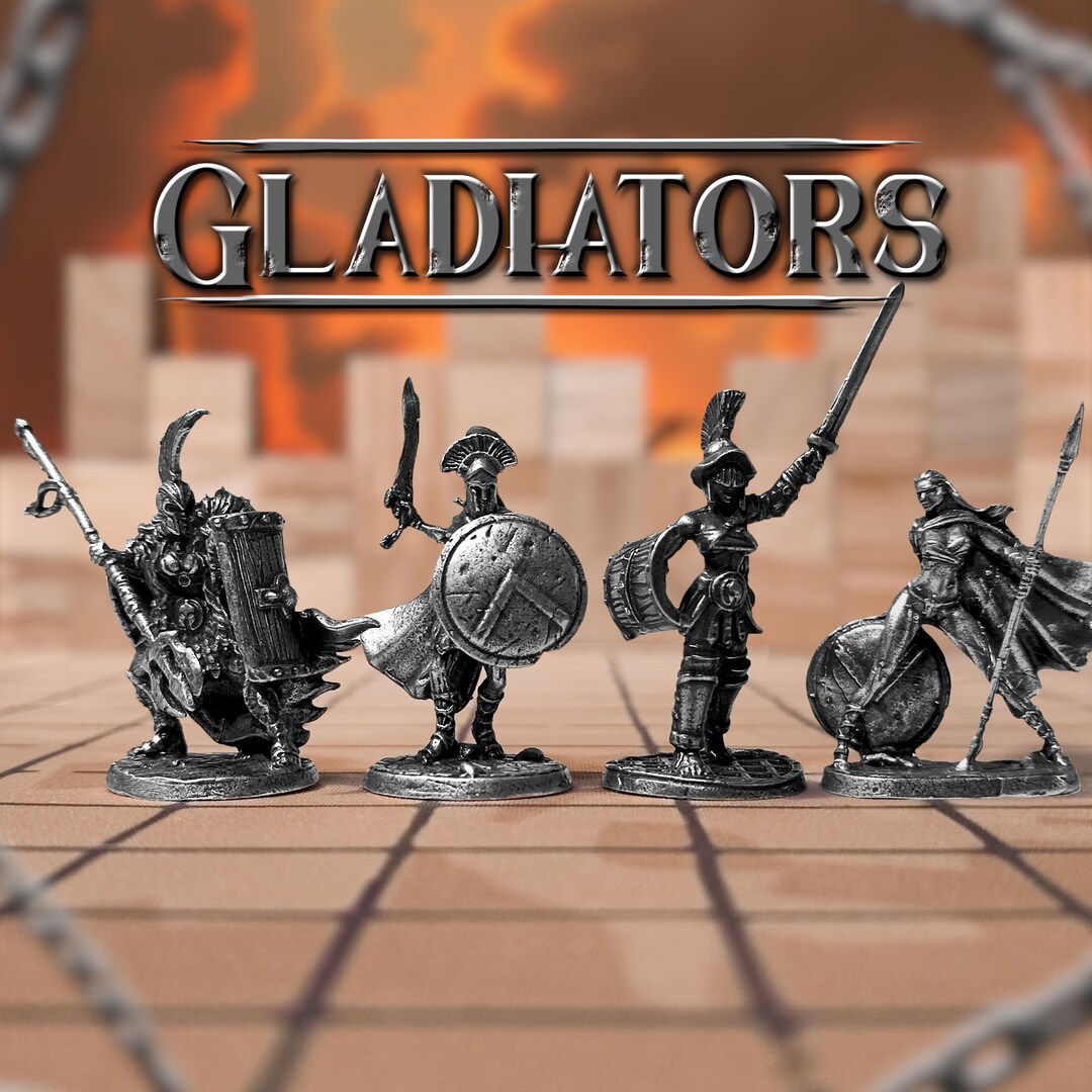 GLADIATORS Set of 4 Metal Gladiator Warriors, Miniatures for D&D, Rpgs ...