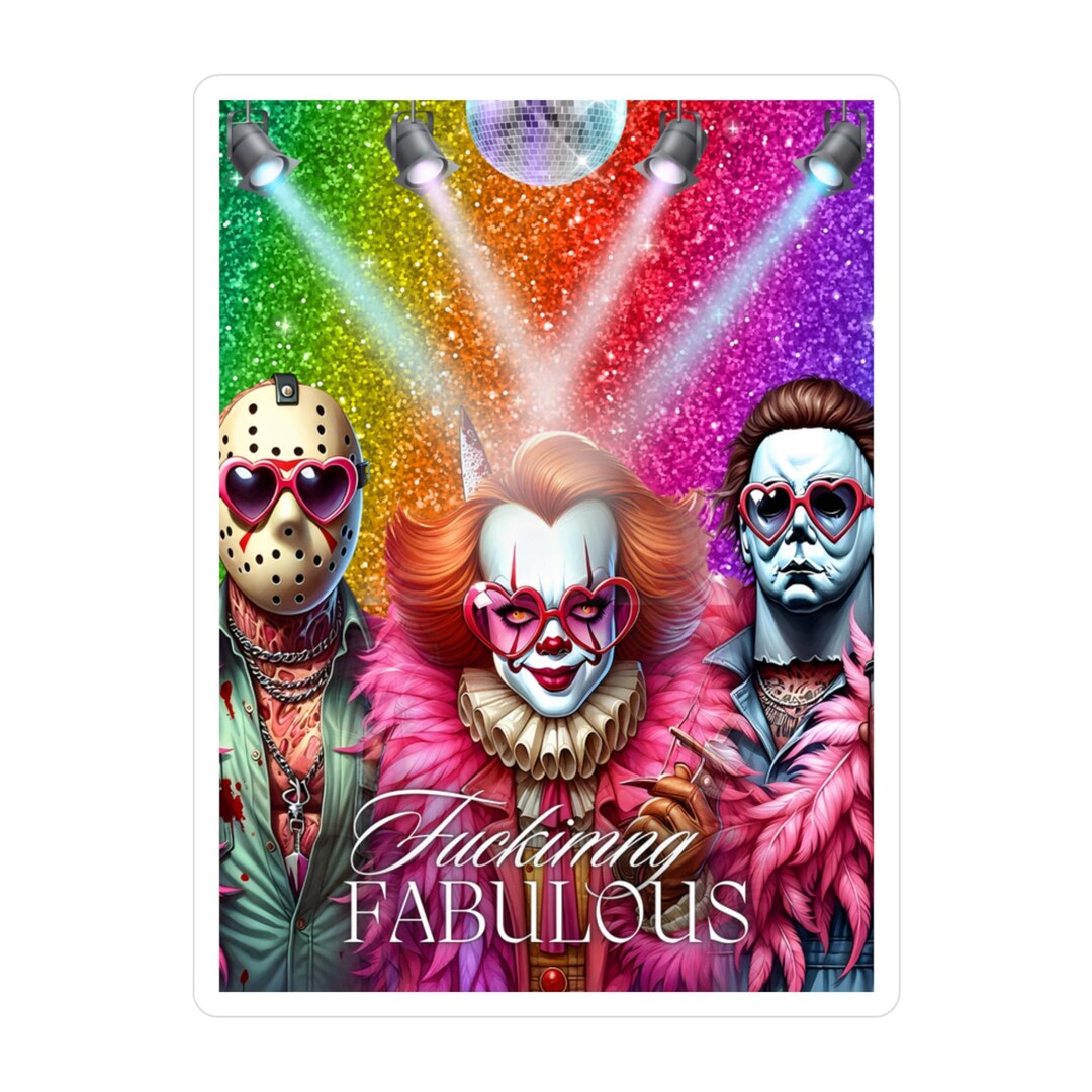 Rainbow Glitter Horror Movie Killer Decal Sticker for Laptop, Car ...