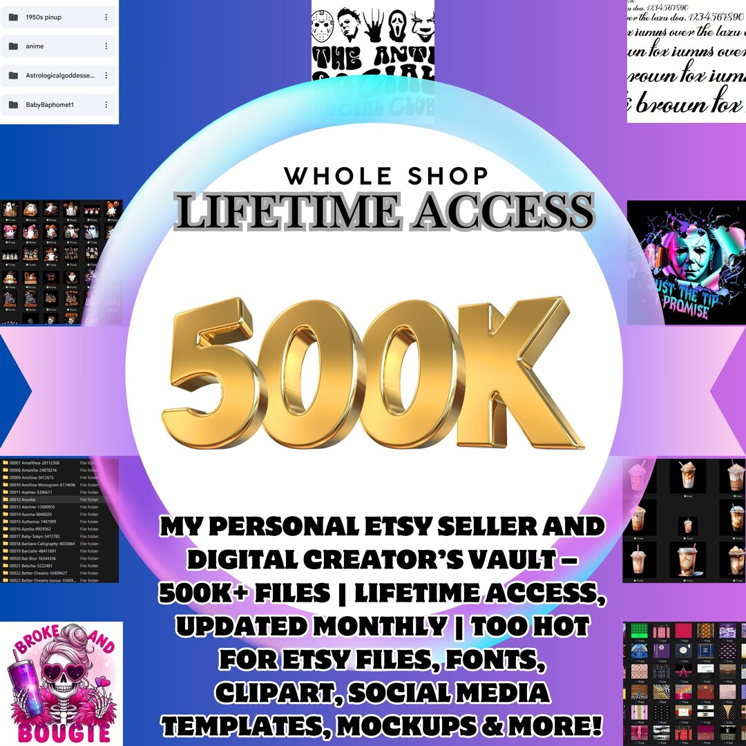 500K+ Digital Creator's Vault: Fonts, Clipart, Svgs, Mockups - Etsy