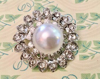 SALE Rhinestone Brooch Pin Crystal Pearl Bridal Wedding Brooch - Etsy