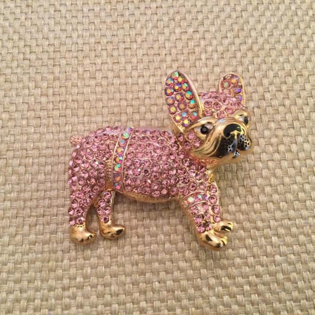 French Bulldog frenchie Dog Shaped Pink Rhinestone - Etsy