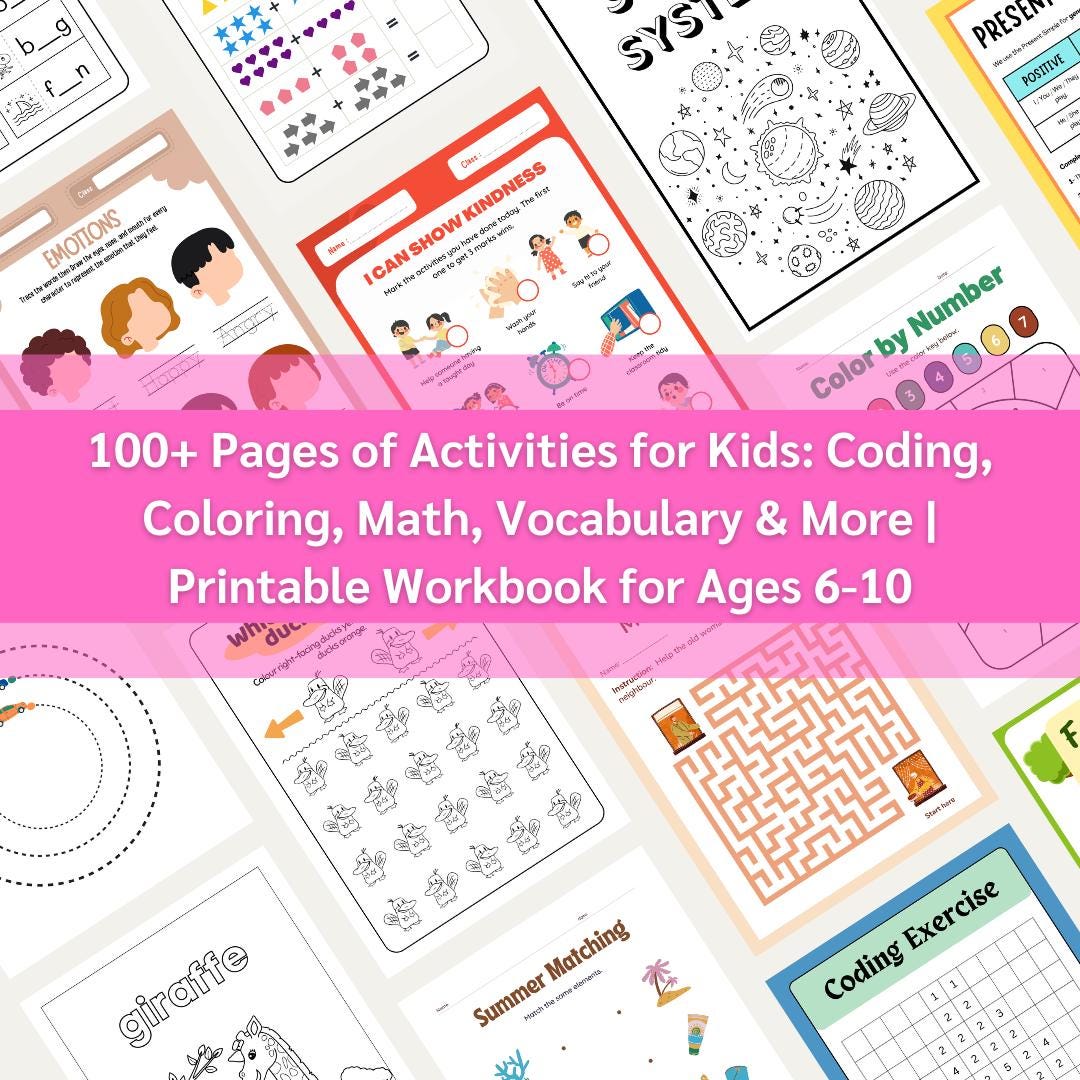 Brain Boosters for Kids: Fun Coding, Coloring, Math, and Vocabulary ...