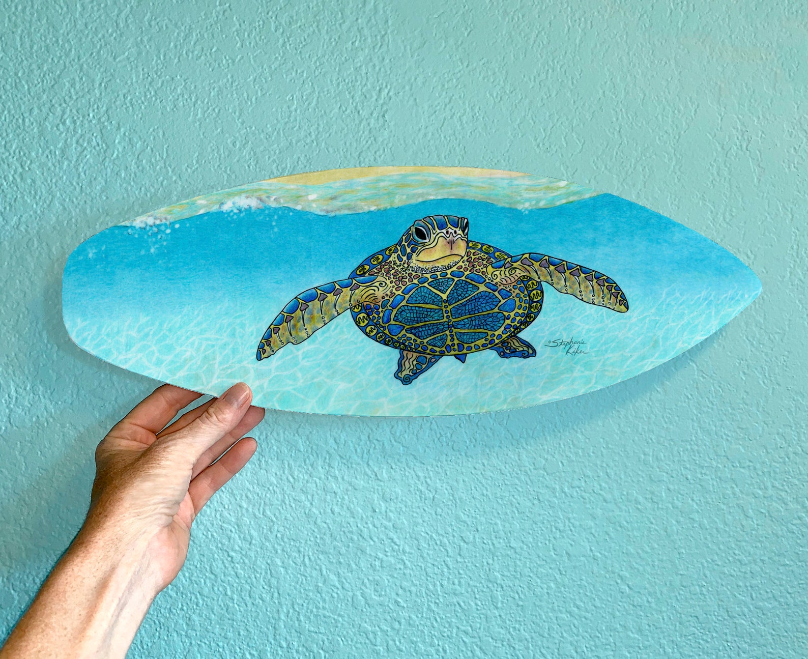 Surfboard Wall Art Turtle Paradise Ready to Hang Art Turtle - Etsy
