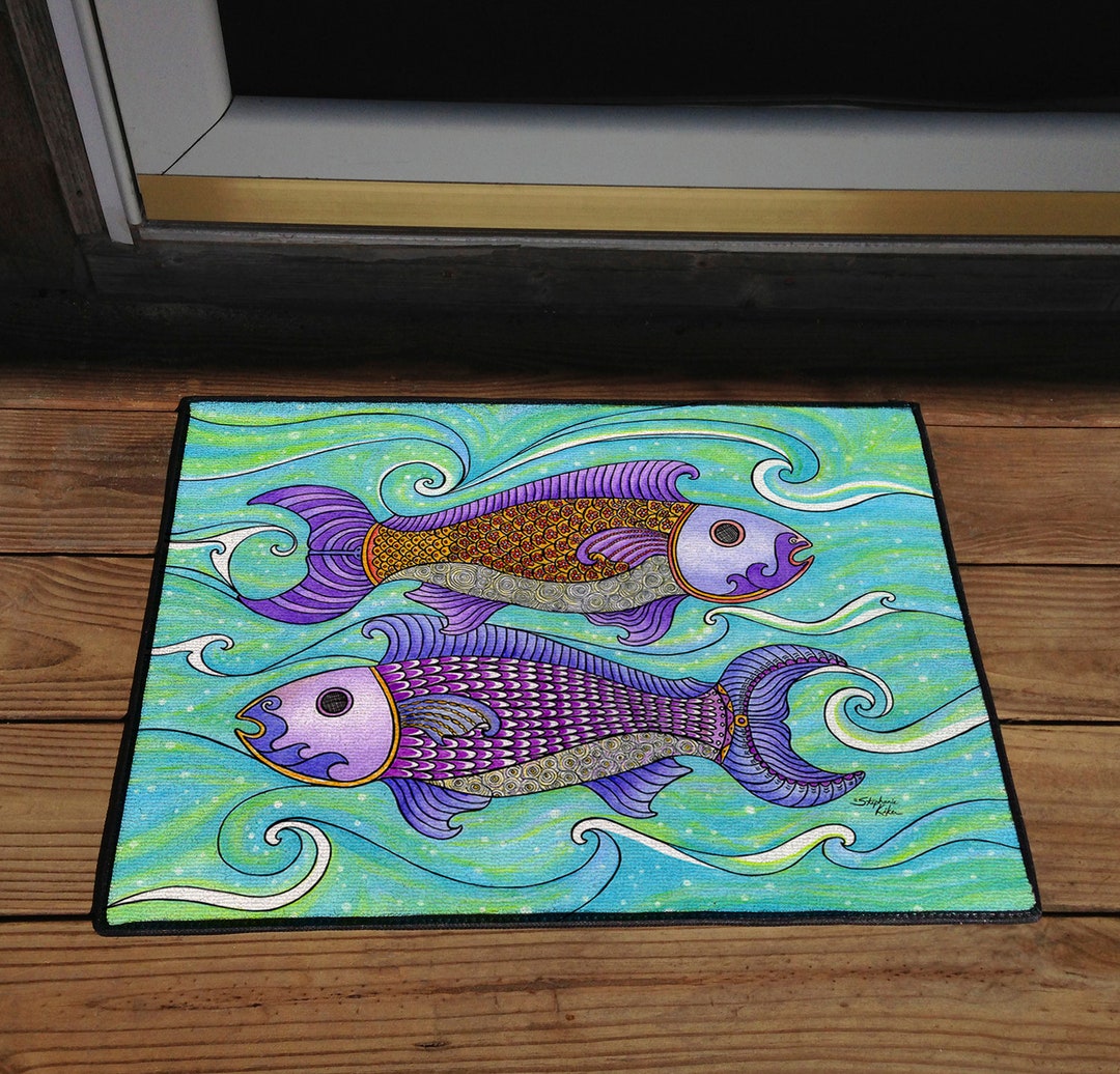 Two Fishes 18" X 24" Door Mat, Floor Mat, Home Decor - Etsy