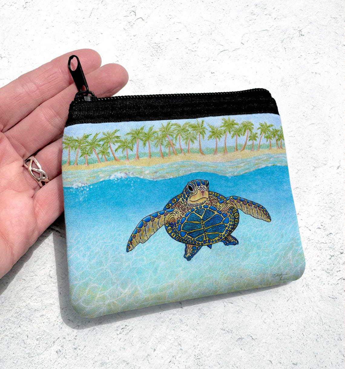 Turtle Paradise, Coin Bag, Coin Purse, Tropical, Sea Turtle - Etsy