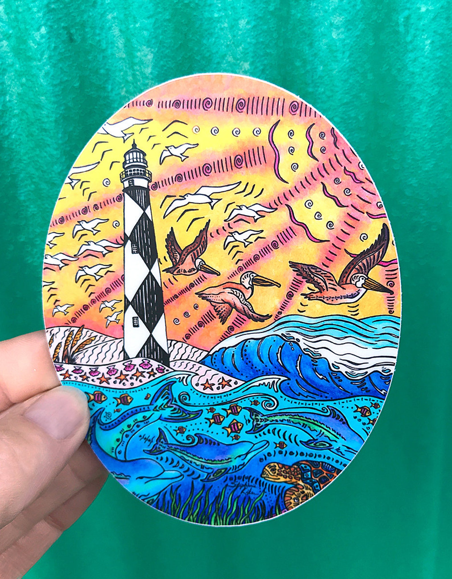 Cape Lookout Lighthouse Sticker, Decal for Cars, Water Bottles ...