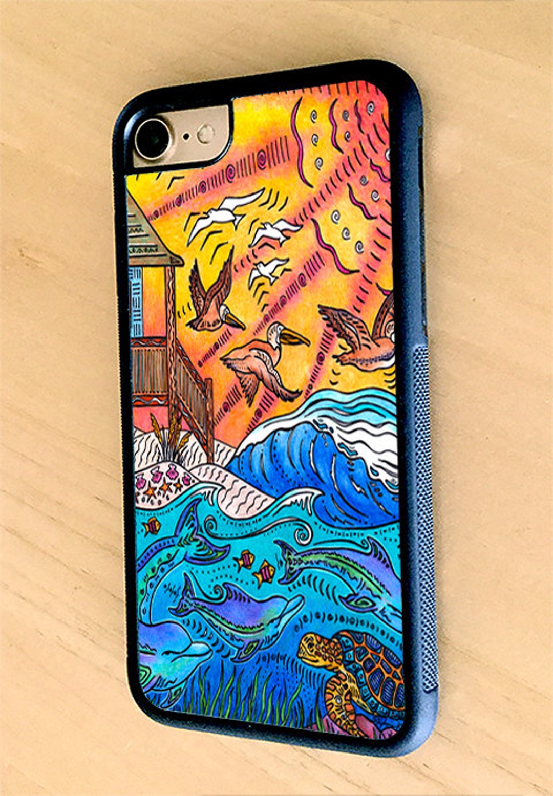 Artistic iPhone Case, Oceanfront Beach House, Tropical Art, iPhone 12 ...