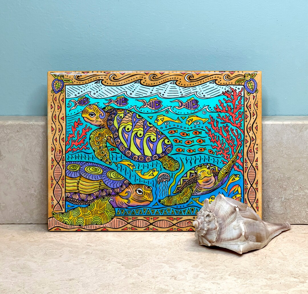 Turtle Time Tile Wall Art - Etsy