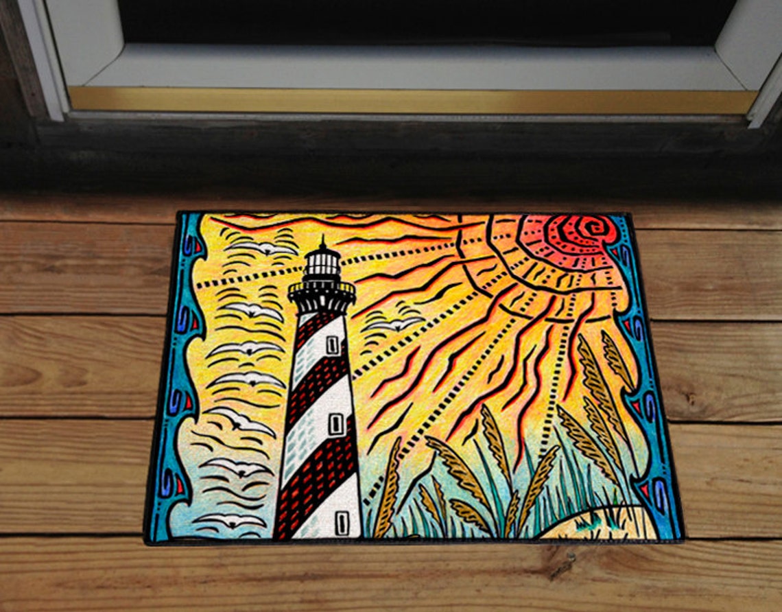 Hatteras Island Lighthouse, 18" X 24" Door Mat, Floor Mat, Home Decor ...