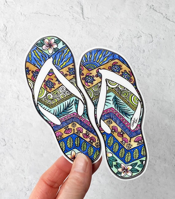 Tropical Flip Flop Sticker Decal for Cars Sticker for Water | Etsy