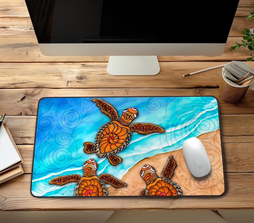 3 Baby Turtles, Sea Turtles, Desk Mat, Gaming Mat, Mousepad, Office ...