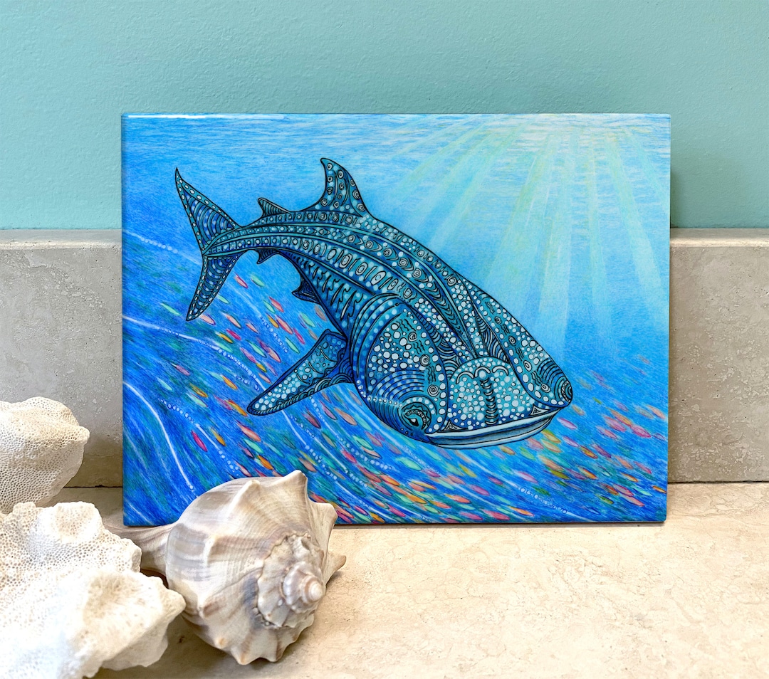 Whale Shark Ceramic Tile Wall Art, Ocean Art, Tile Art - Etsy
