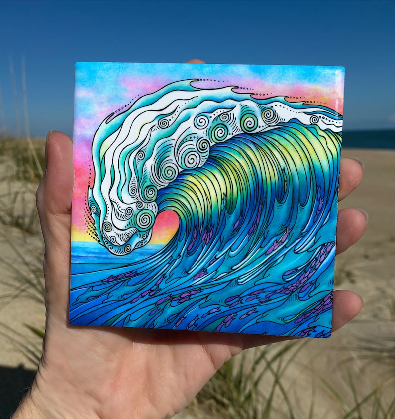 The Wave Ceramic Tile Wall Art - Etsy