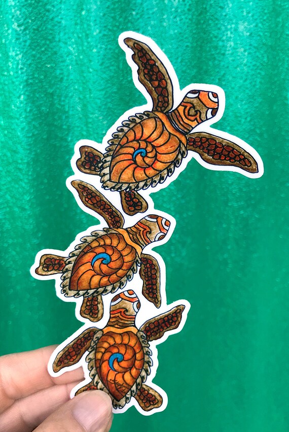 Three Baby Turtles Turtle Art Sticker Decal for Cars Water | Etsy