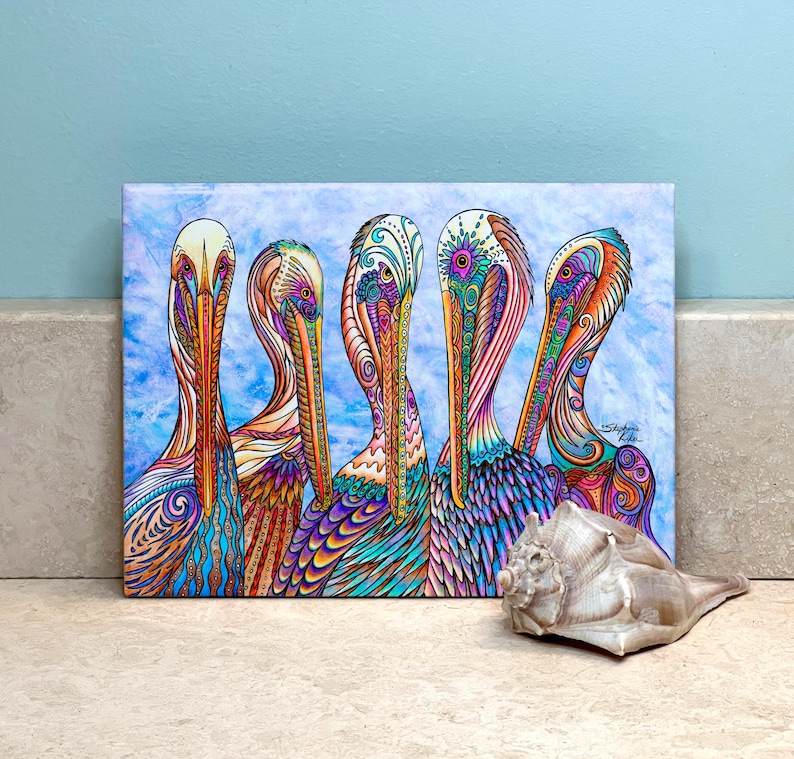 Pelican Party Ceramic Wall Tile, Wall Art, Ready to Hang, Backsplash ...