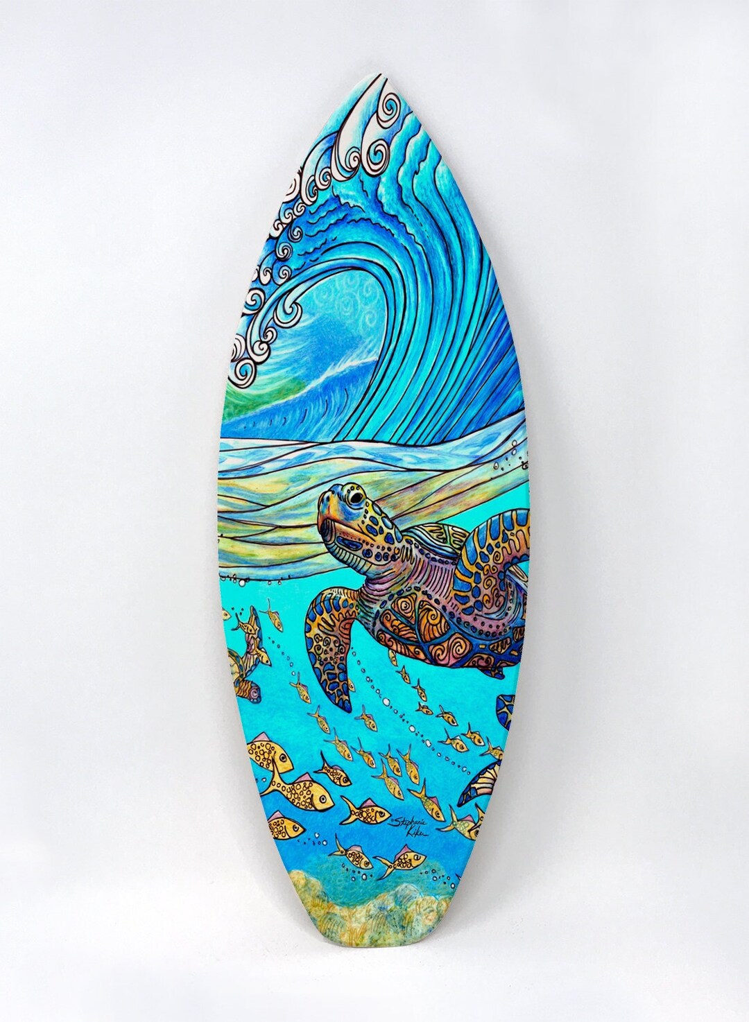 Under the Wave Turtles Surfboard Wall Art, Surf Art, Turtle Art, Wall ...