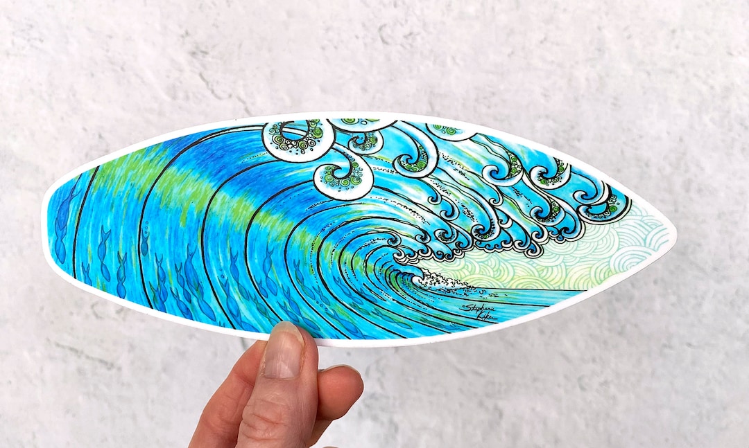 Party Wave Surfboard Sticker, Decal for Cars, Water Bottles ...
