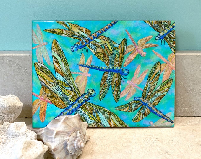 Dragonfly Gathering Ceramic Tile Wall Art - Etsy