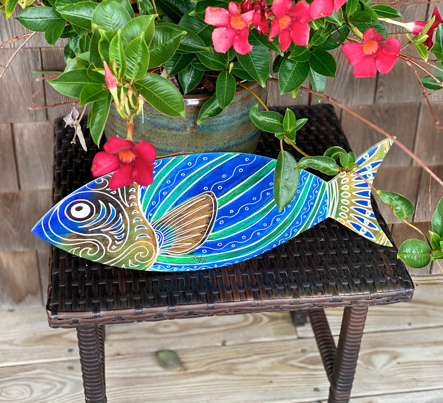 Blue Fish Wood Wall Art Home Decor Wall Hanging | Etsy