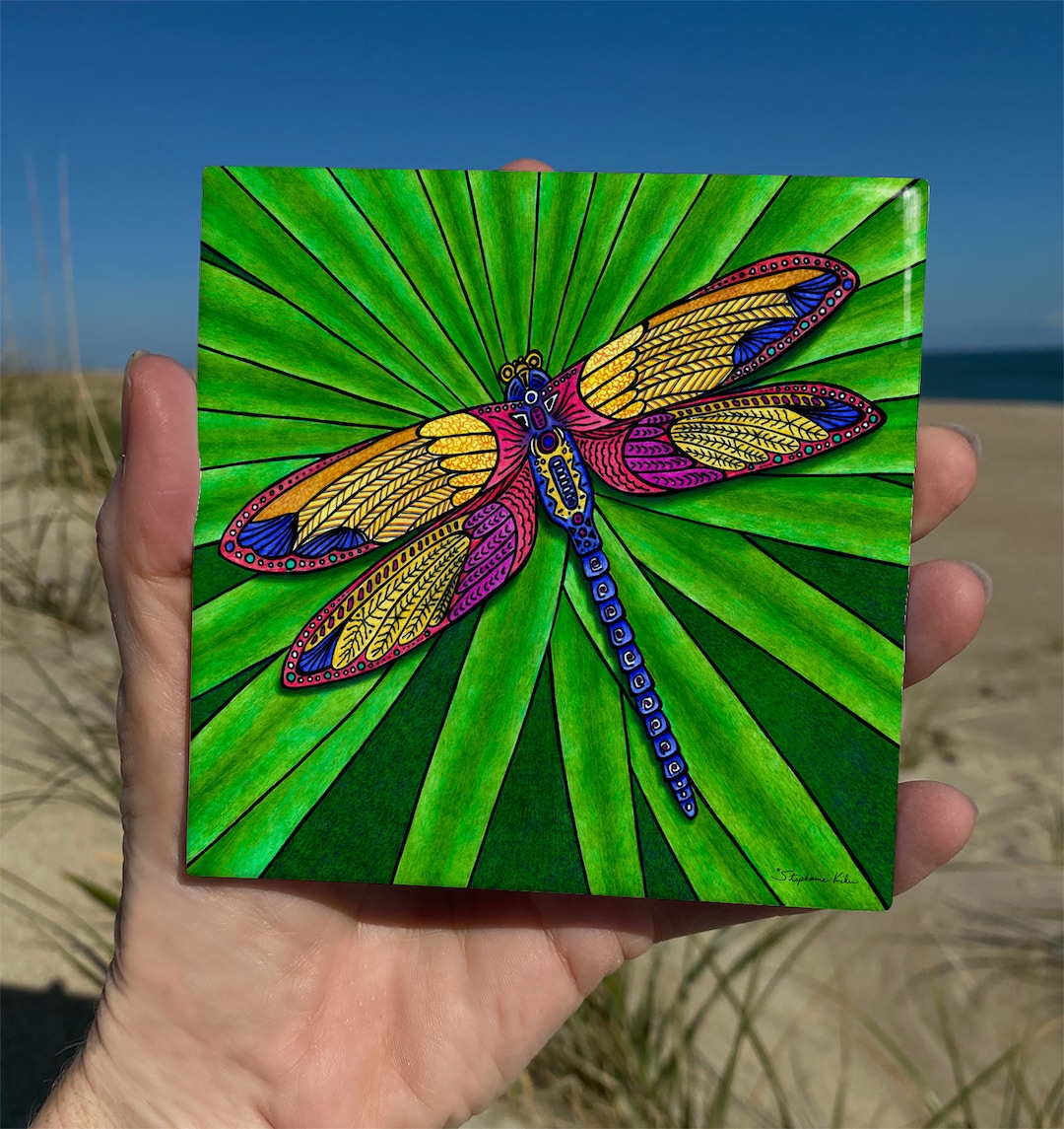 Dragonfly Ceramic Tile Wall Art - Etsy