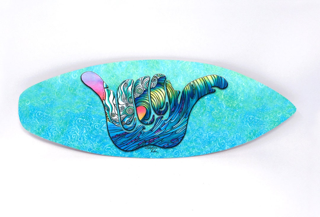 Shaka Art With Wave, Surfboard Wall Art, Shaka Surfboard - Etsy