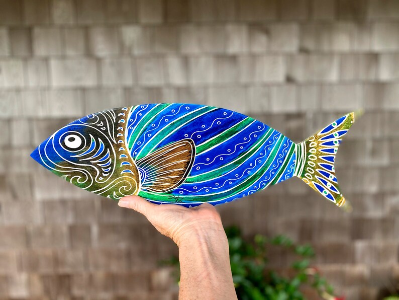 Blue Fish Wood Wall Art Home Decor Wall Hanging - Etsy