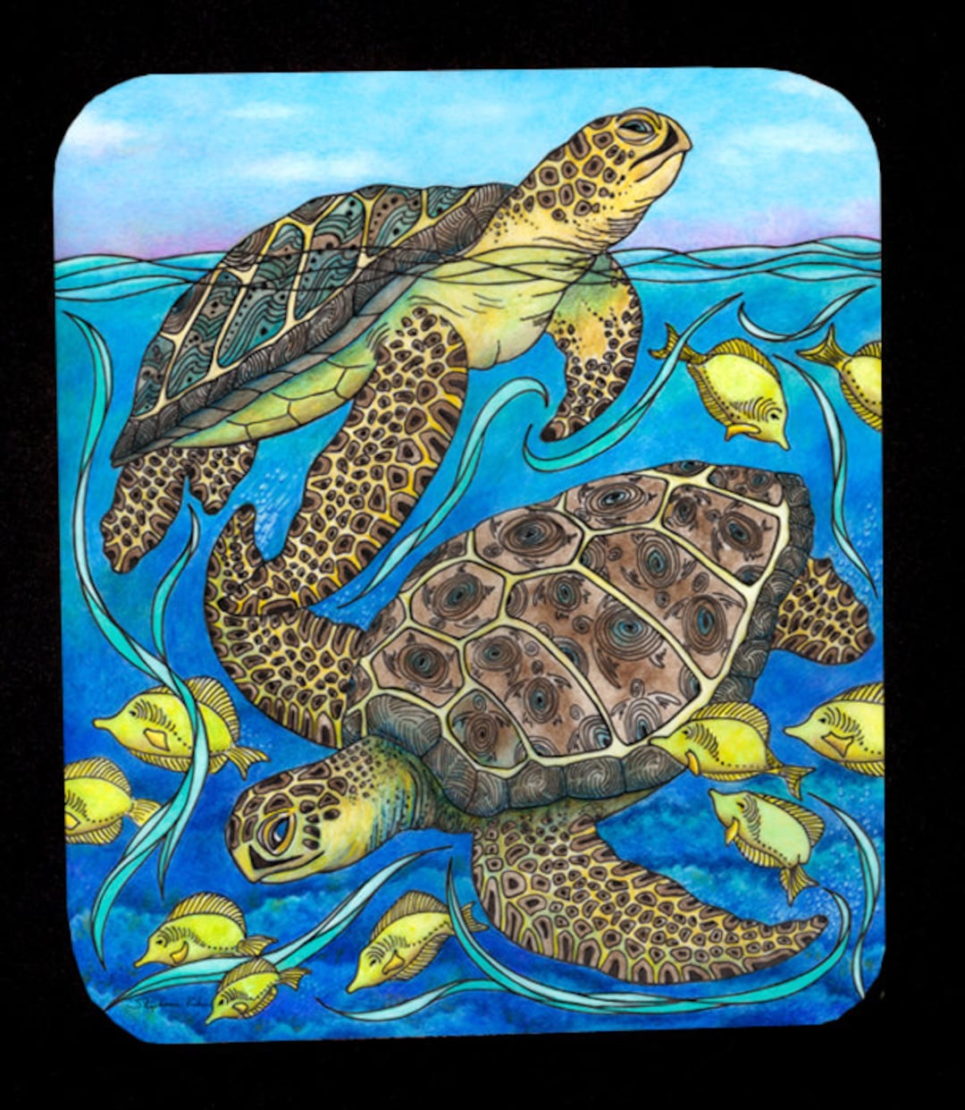 Looking Around Loggerhead Sea Turtle Art Mousepad for Computers - Etsy