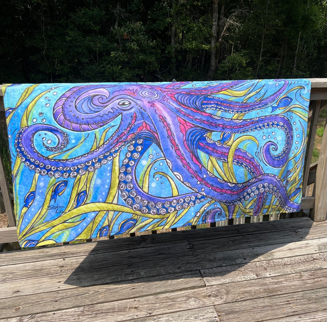 Octopus Beach Towel, Oversized Towel, Beach Blanket, 32 X 72 - Etsy