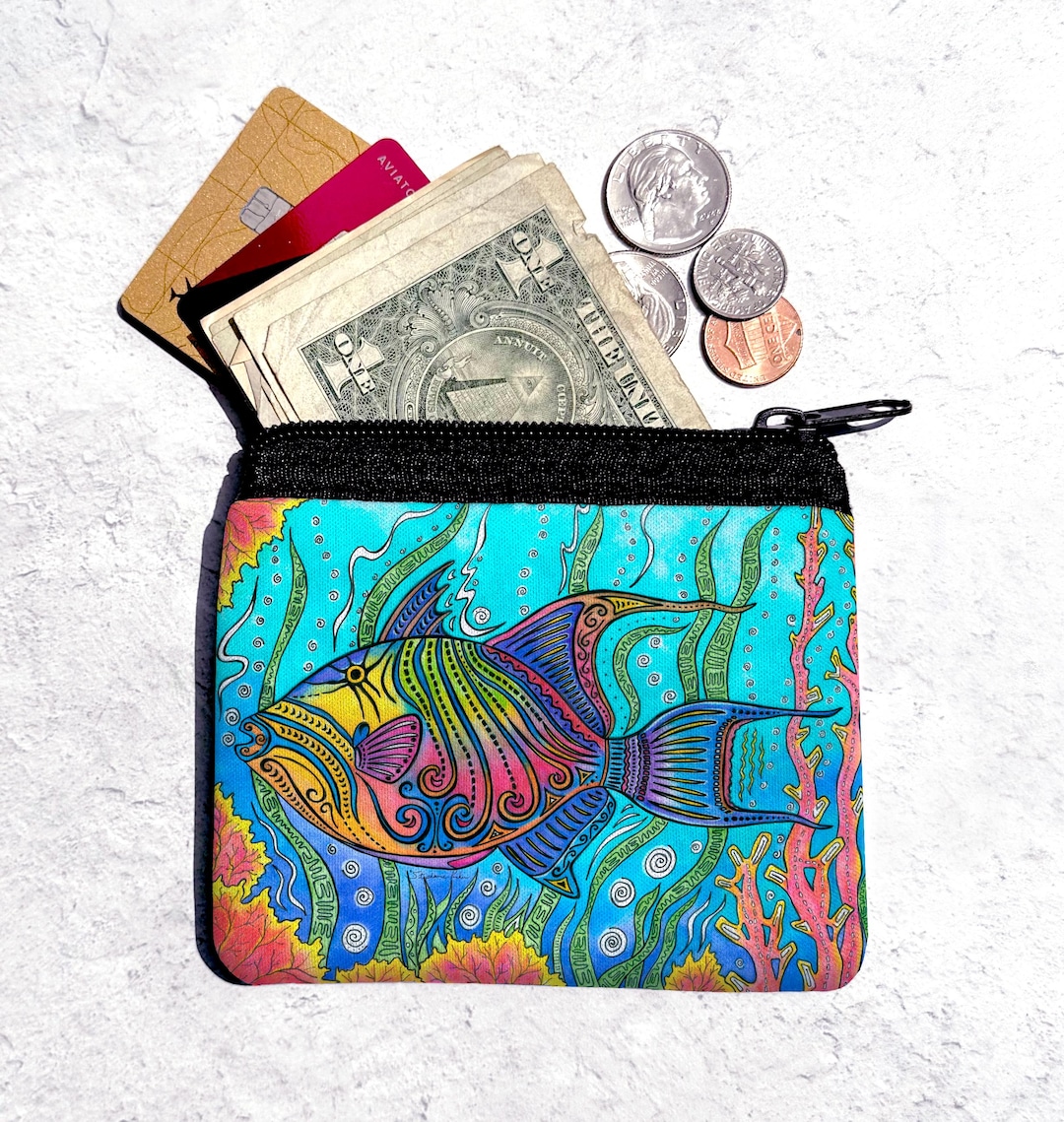 Trigger Fish, Coin Bag, Coin Purse, Wallet, Tropical Fish - Etsy