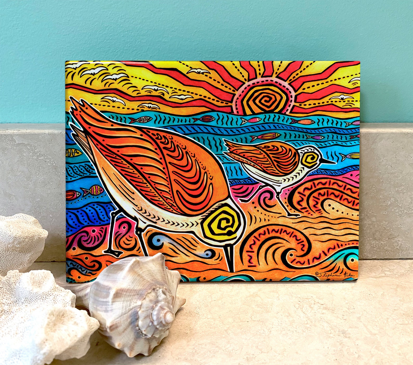 Shorebirds, "2 Sandpipers" Ceramic Tile Wall Art - Etsy