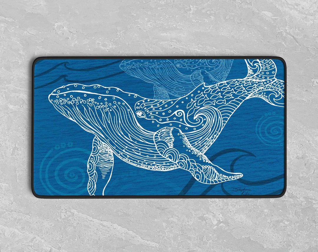 Whale One Color, Whale Art, Whales, Coastal Decor, Desk Mat, Computer ...