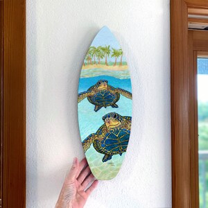2 Turtle Paradise Surfboard Wall Art, Tropical, Palm Trees, Surfing ...