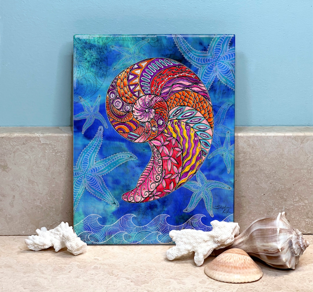 Nautilus Ceramic Tile Wall Art - Etsy