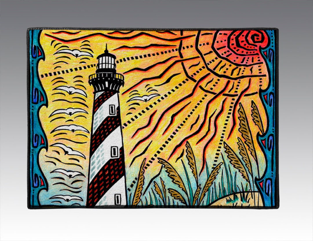 Hatteras Island Lighthouse, 18" X 24" Door Mat, Floor Mat, Home Decor ...