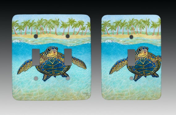 Turtle Paradise Tropical Art Switchplate Lightswitch Cover | Etsy