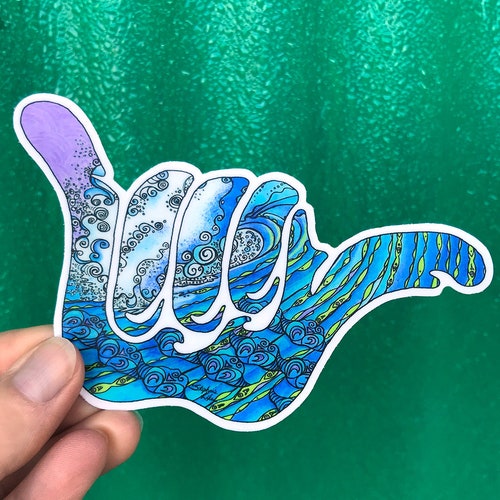 The Wave Shaka Sticker Decal for Cars Water Bottles - Etsy