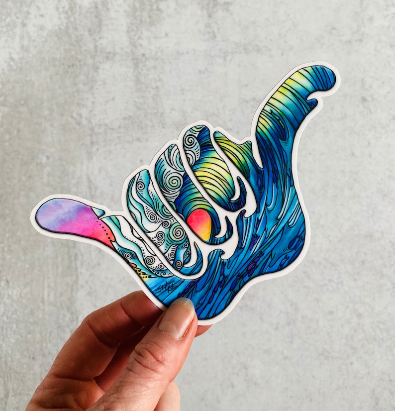 The Wave Shaka Sticker, Decal for Cars, Water Bottles, Skateboards ...