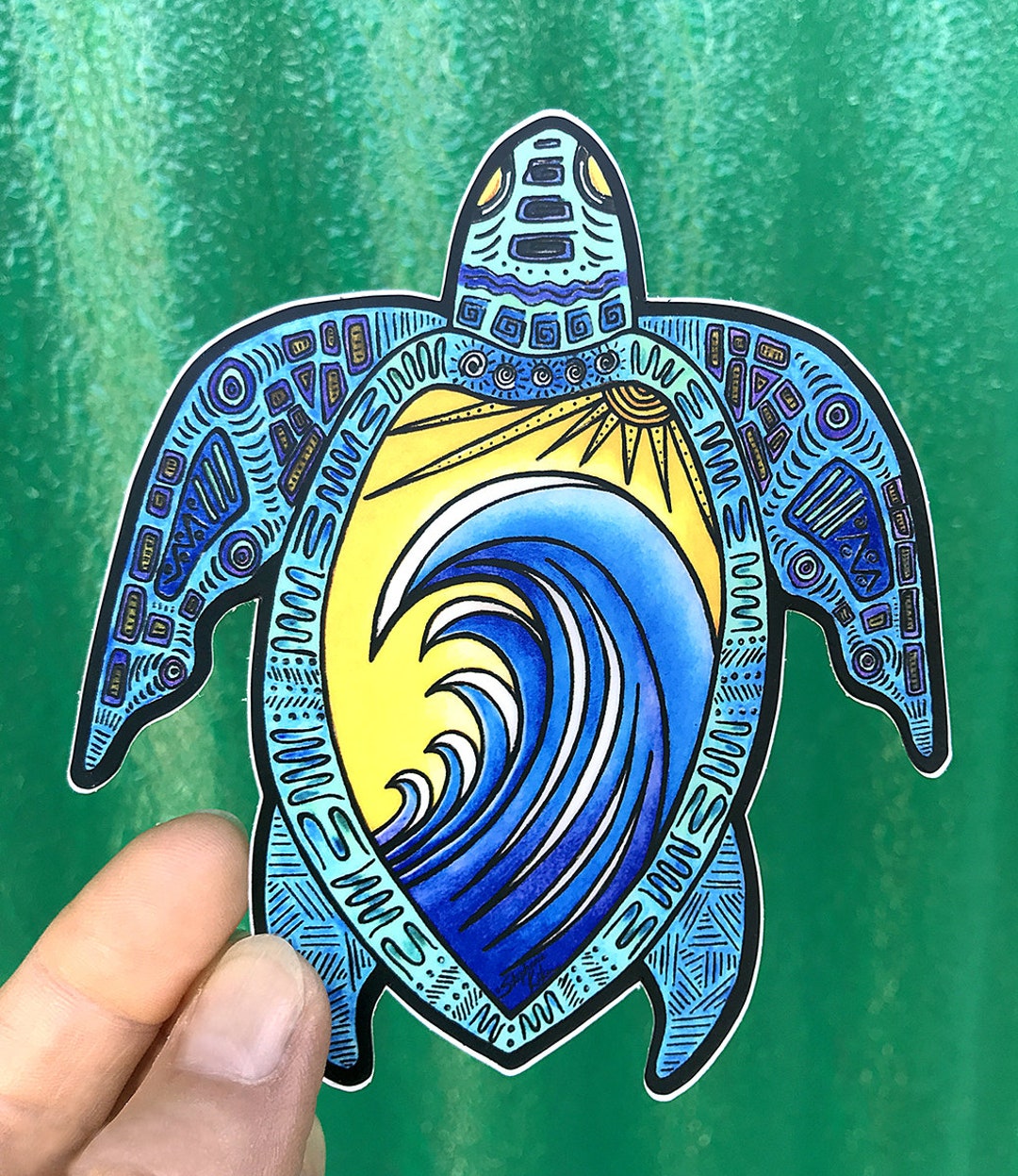 Wave of the Turtle Art Sticker, Decal, for Cars, Water Bottles ...