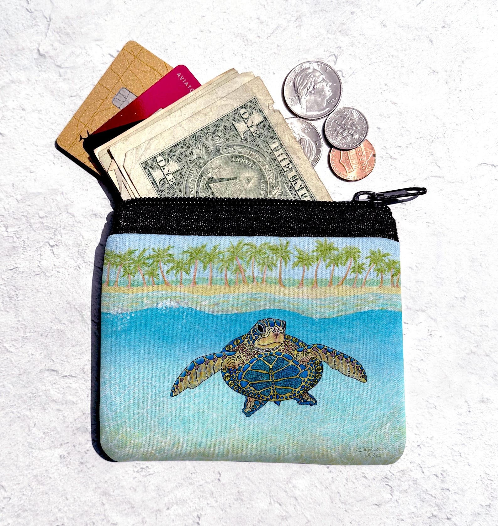 Turtle Paradise, Coin Bag, Coin Purse, Tropical, Sea Turtle - Etsy