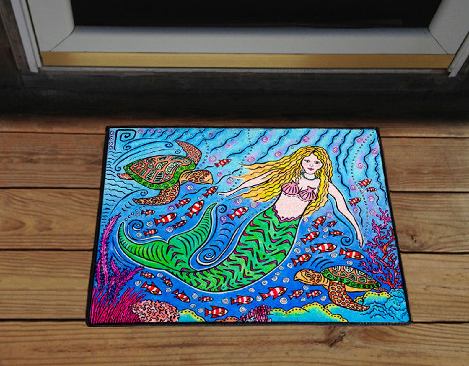 Mermaid and Sea Turtles, 18" X 24" Door Mat, Floor Mat, Home Decor - Etsy