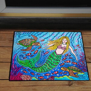 Mermaid and Sea Turtles, 18" X 24" Door Mat, Floor Mat, Home Decor - Etsy