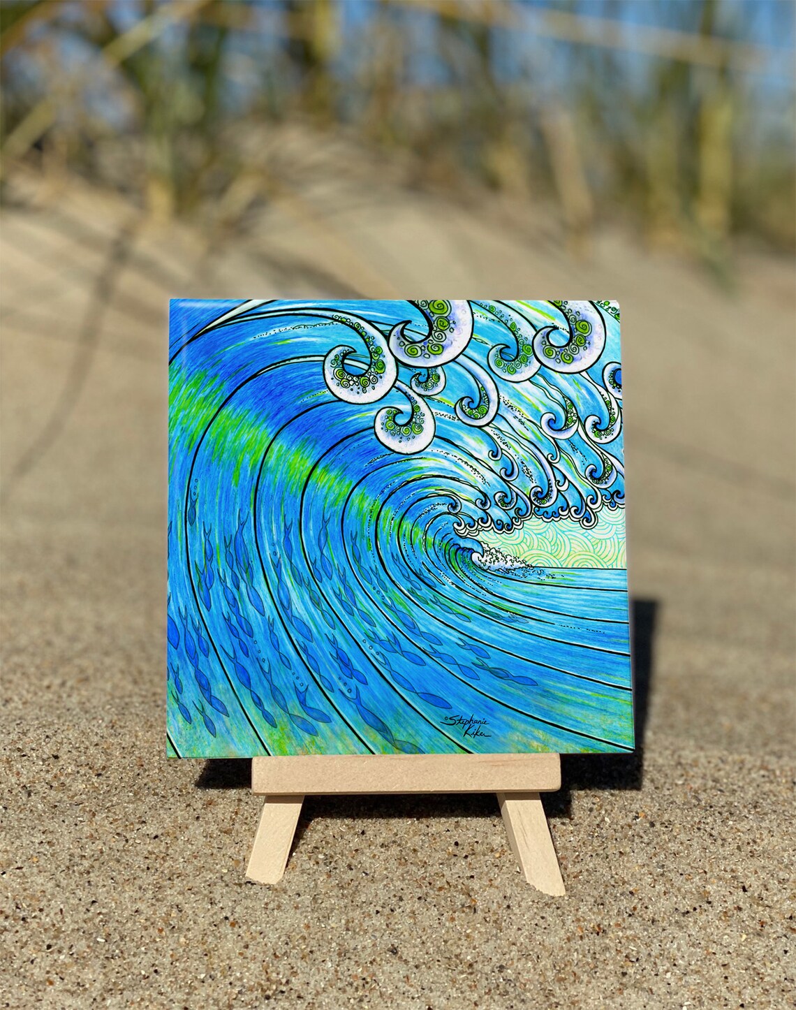 Party Wave Ceramic Tile Wall Art | Etsy