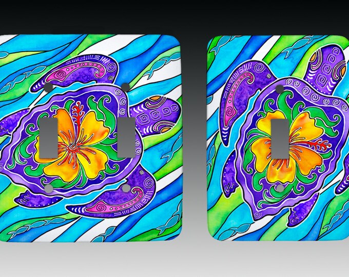 Hibiscus Turtle Switchplate, Lightswitch Cover, Lightswitch Plate - Etsy