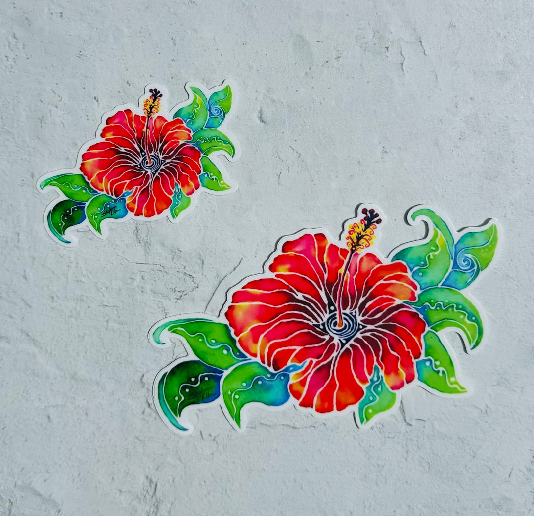 Hibiscus Flower, Hibiscus Sticker, Decal for Cars, Water Bottles ...